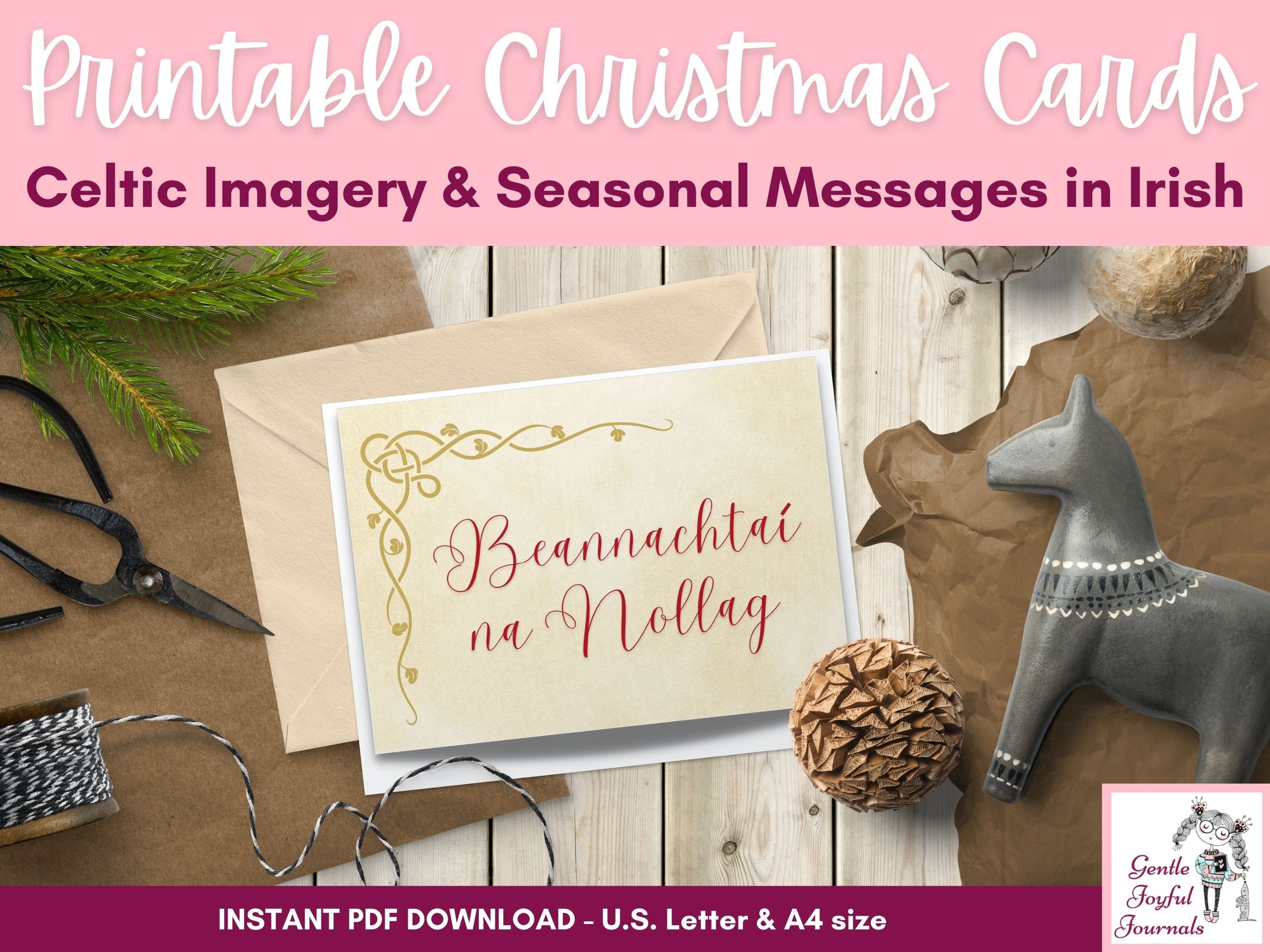 Irish Christmas Cards Printable Celtic Imagery and Xmas Greetings in ...