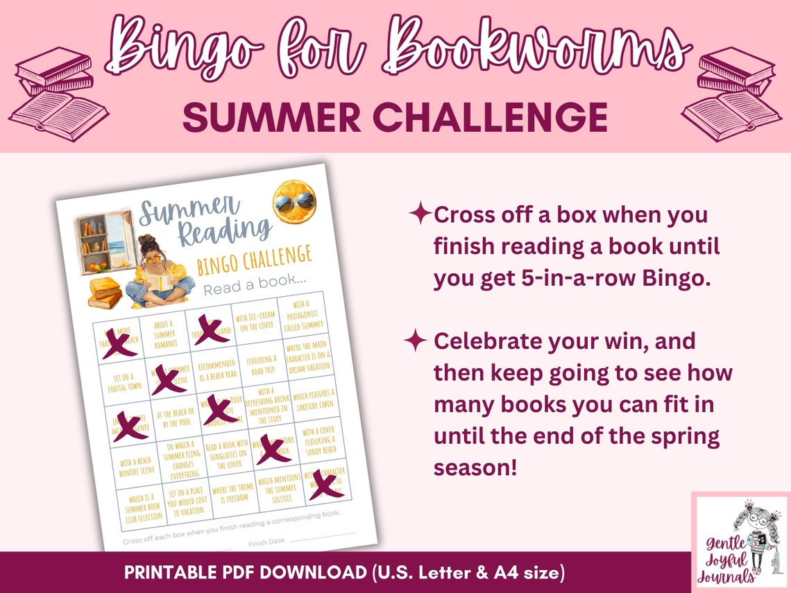 Summer Reading Bingo Challenge & Reading Log for Book Lovers TBR ...