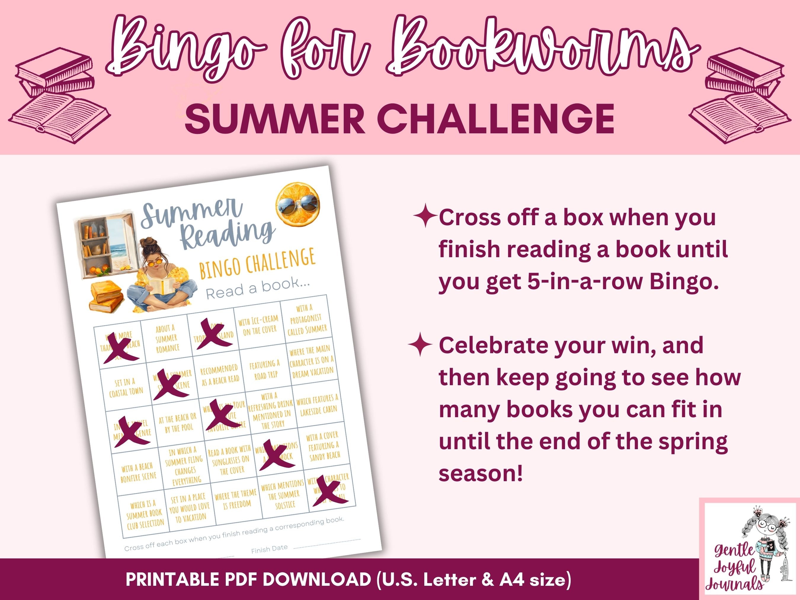 Summer Reading Bingo Challenge & Reading Log for Book Lovers TBR ...