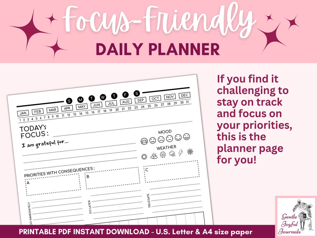 Procrastination Buster Daily Planner Printable ADHD Daily Planner ...