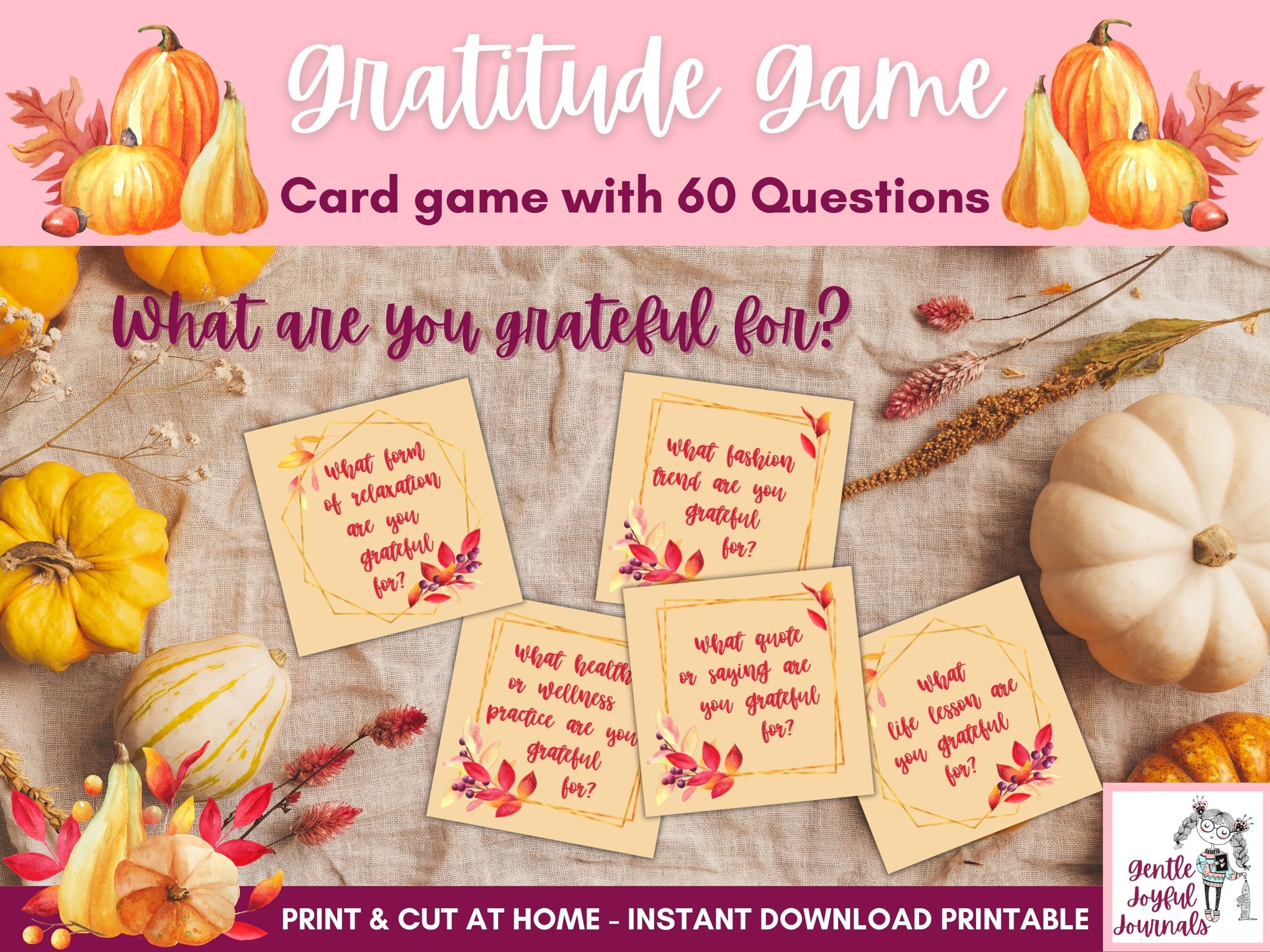 Gratitude Game Printable Question Cards Thanksgiving Activity Spark ...
