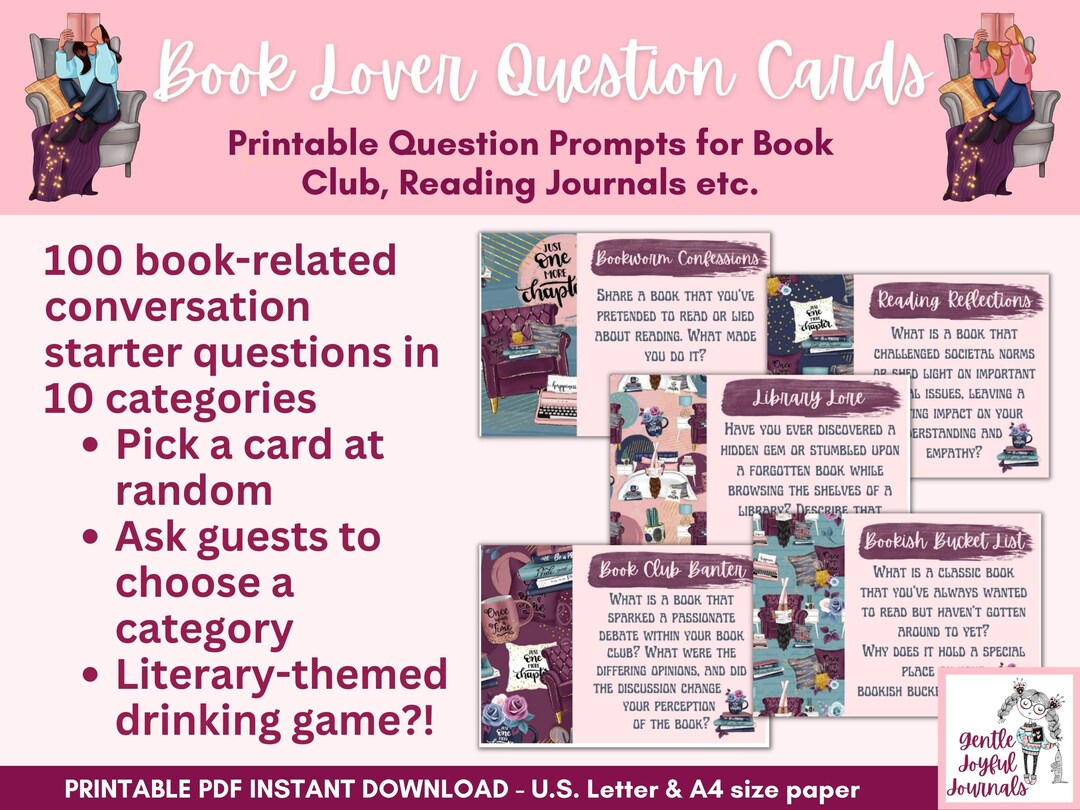 Book Lover Printable Question Cards - Spark Meaningful Conversations ...