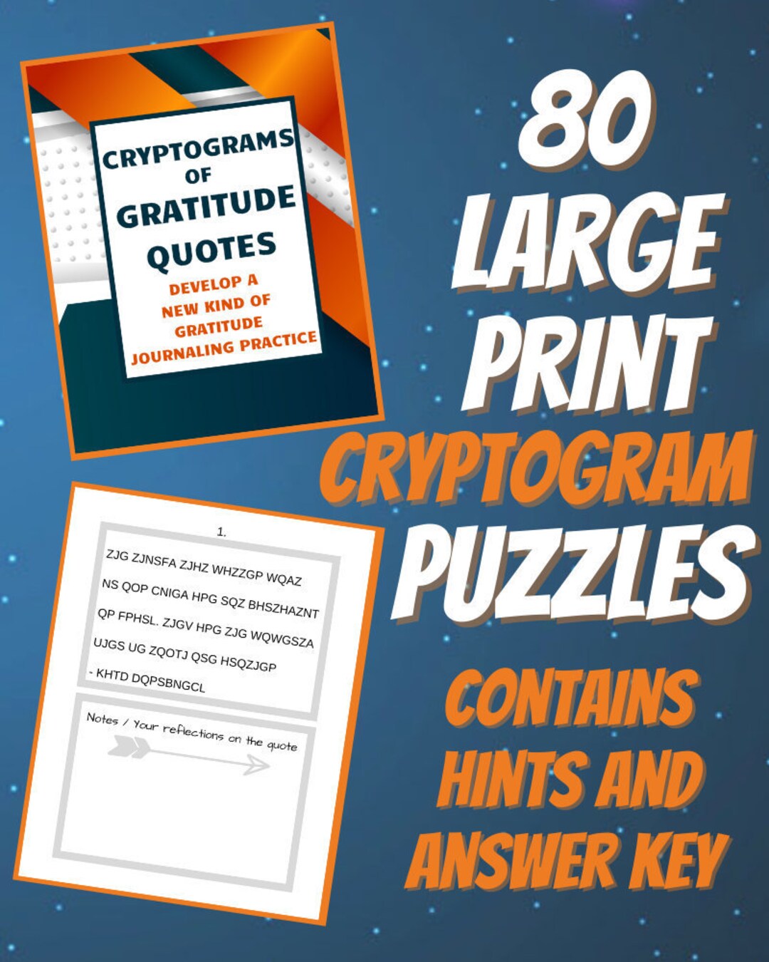 Cryptogram Puzzles With Inspiring Gratitude Quotes * 80 Large Print ...