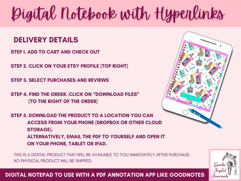 90s Retro Digital Notebook 12 Custom Sections Hyperlinked Notepad ...
