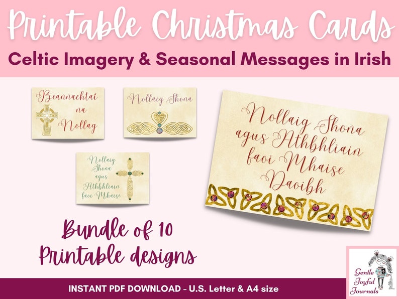 Irish Christmas Cards Printable Celtic Imagery and Xmas Greetings in ...