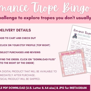 Romance Trope Bingo Challenge & Reading Log for Book Lovers Printable ...