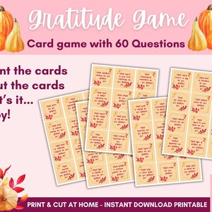 Gratitude Game Printable Question Cards Thanksgiving Activity Spark ...
