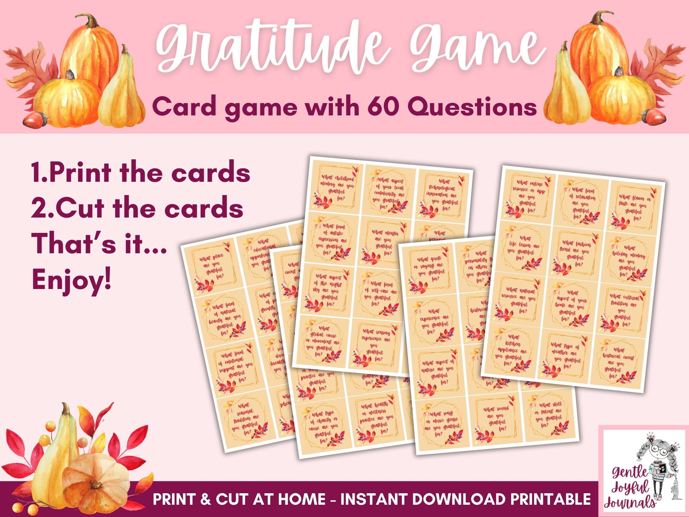 Gratitude Game Printable Question Cards Thanksgiving Activity Spark ...