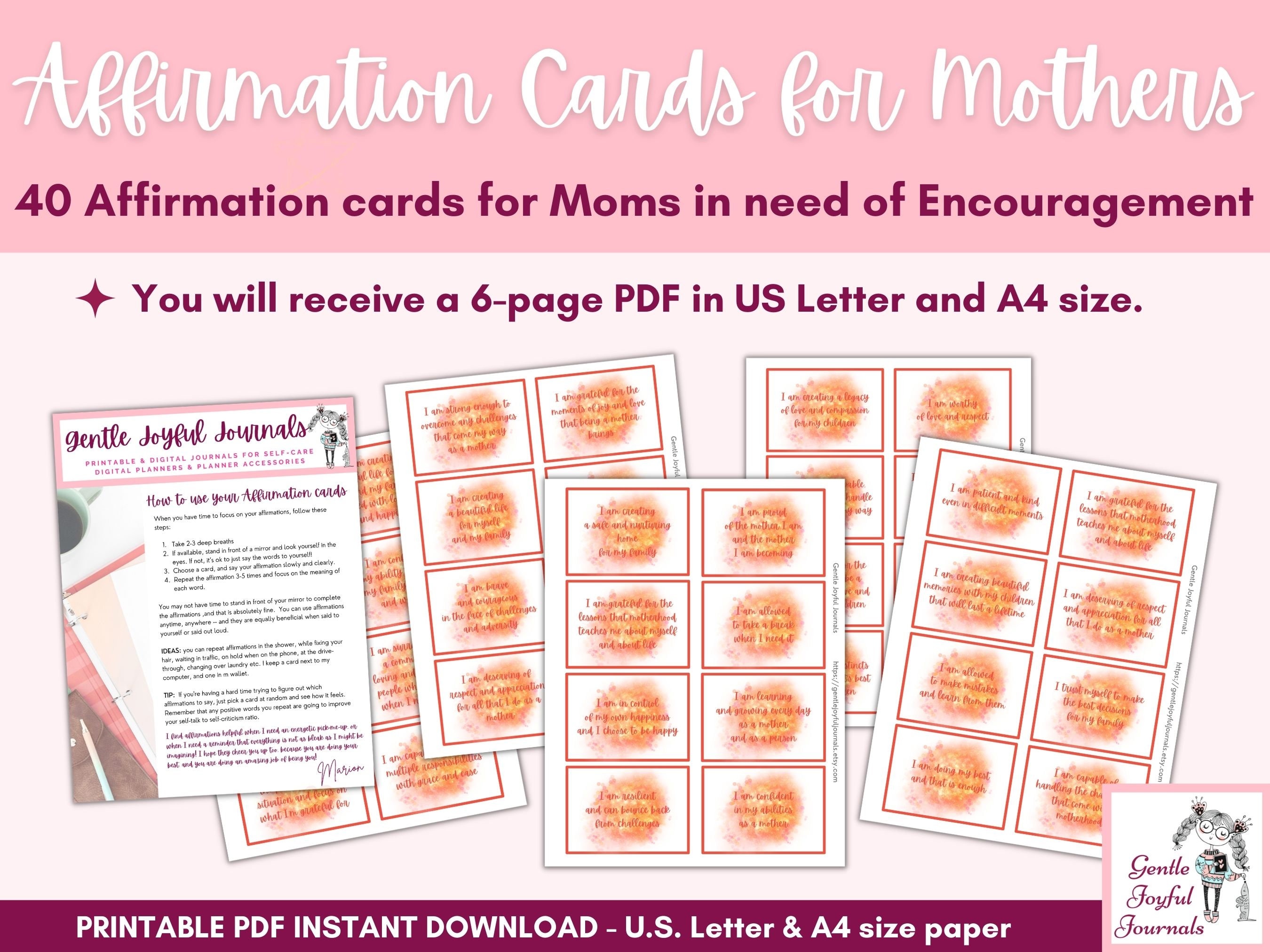 Affirmation Cards for Moms Who Need Encouragement Instant Download Mom ...
