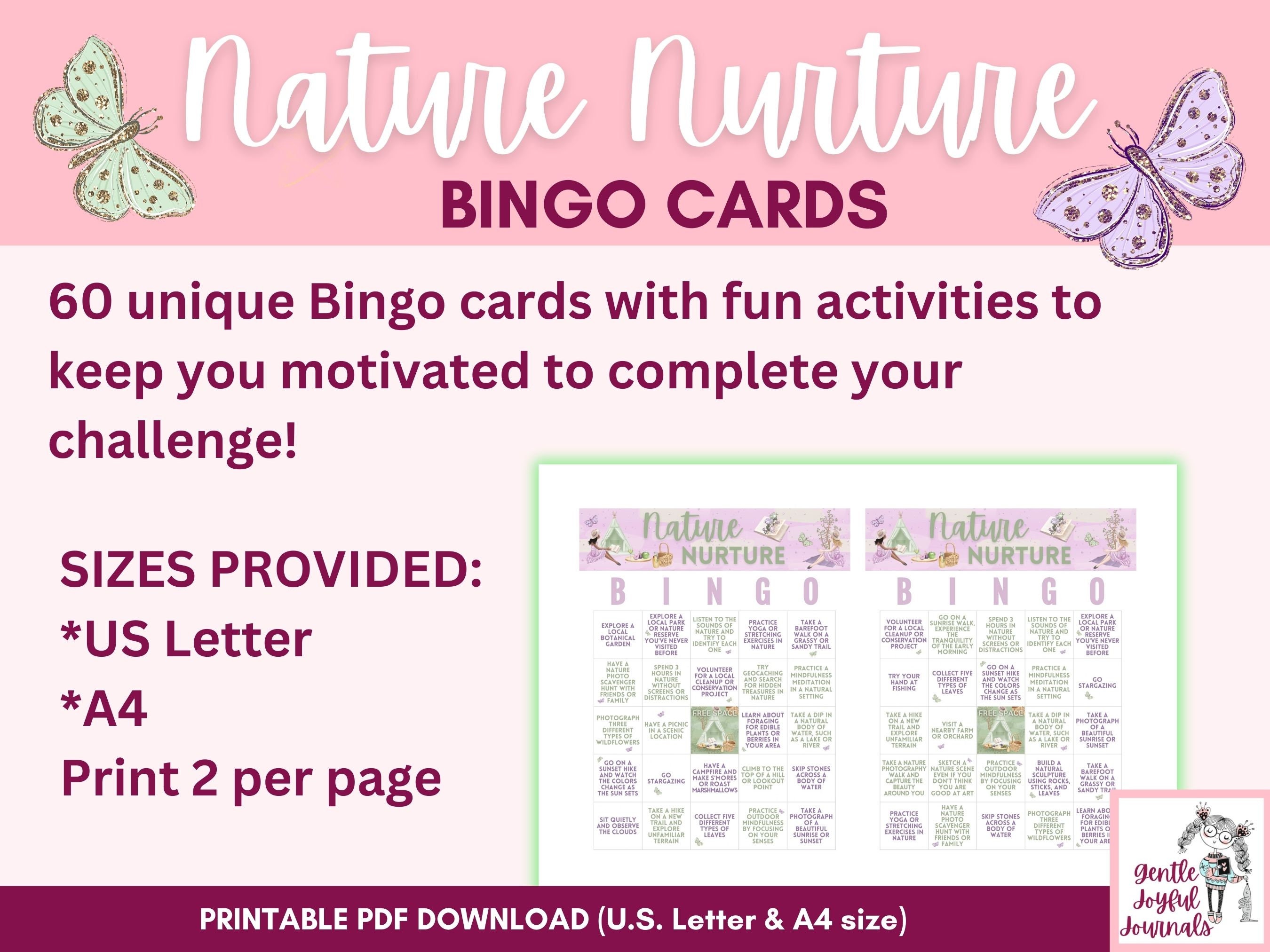 Nature Challenge Bingo Printable 60 Unique Bingo Cards LARGE GROUPS ...