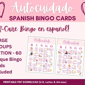 Spanish Self-care Bingo Printable En Espanol 60 Unique Bingo Cards ...