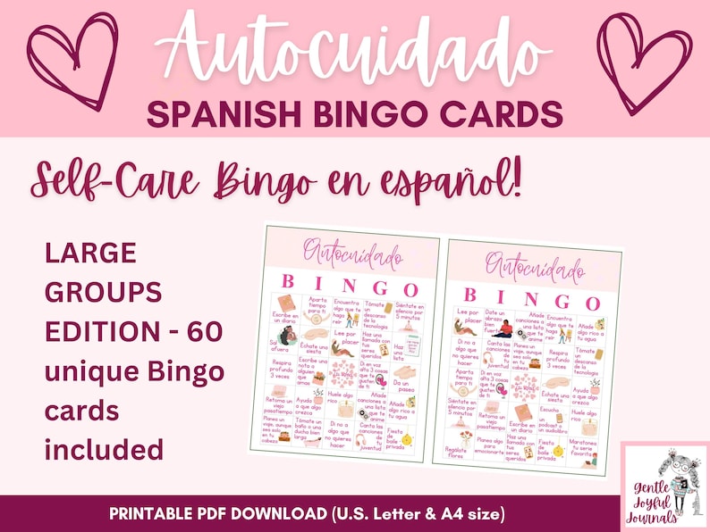 Spanish Self-care Bingo Printable En Espanol 60 Unique Bingo Cards ...