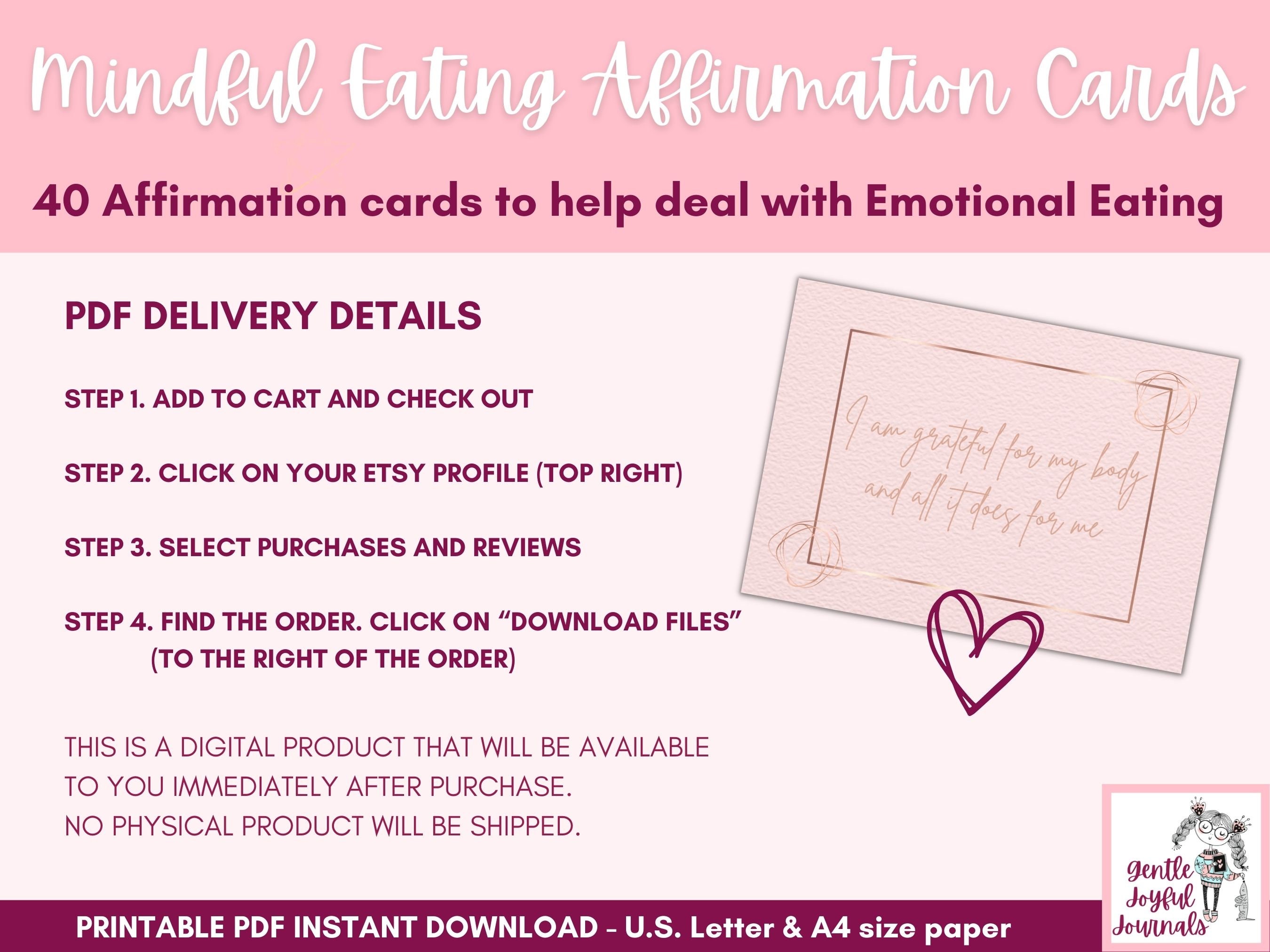 Affirmation Cards for Mindful Eating Healthy Approach to Weight Loss ...