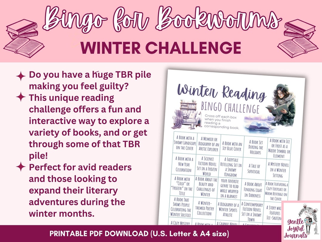 Winter Reading Bingo Challenge & Reading Log for Book Lovers TBR ...
