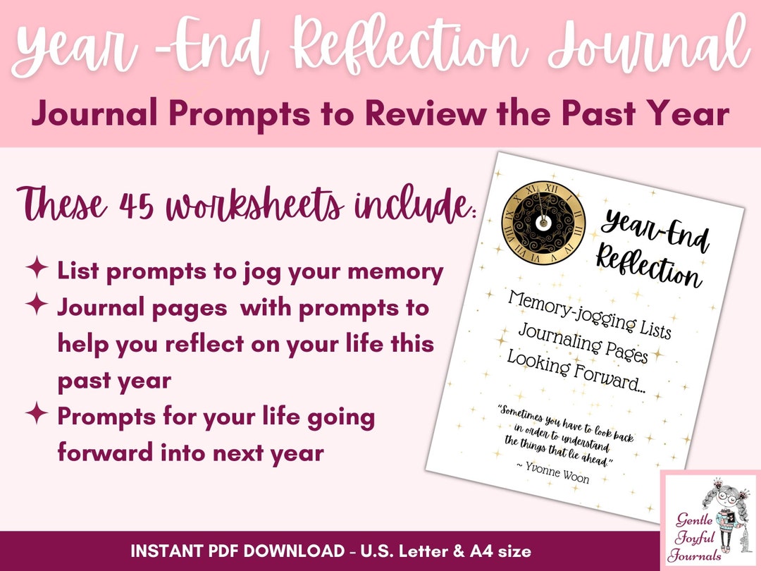 Year End Reflection Journal Printable Workbook Year in Review Self ...
