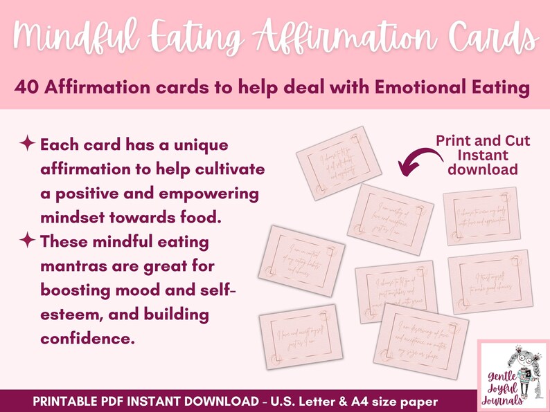 Affirmation Cards for Mindful Eating Healthy Approach to Weight Loss ...