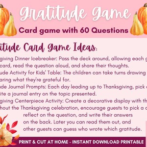 Gratitude Game Printable Question Cards Thanksgiving Activity Spark ...