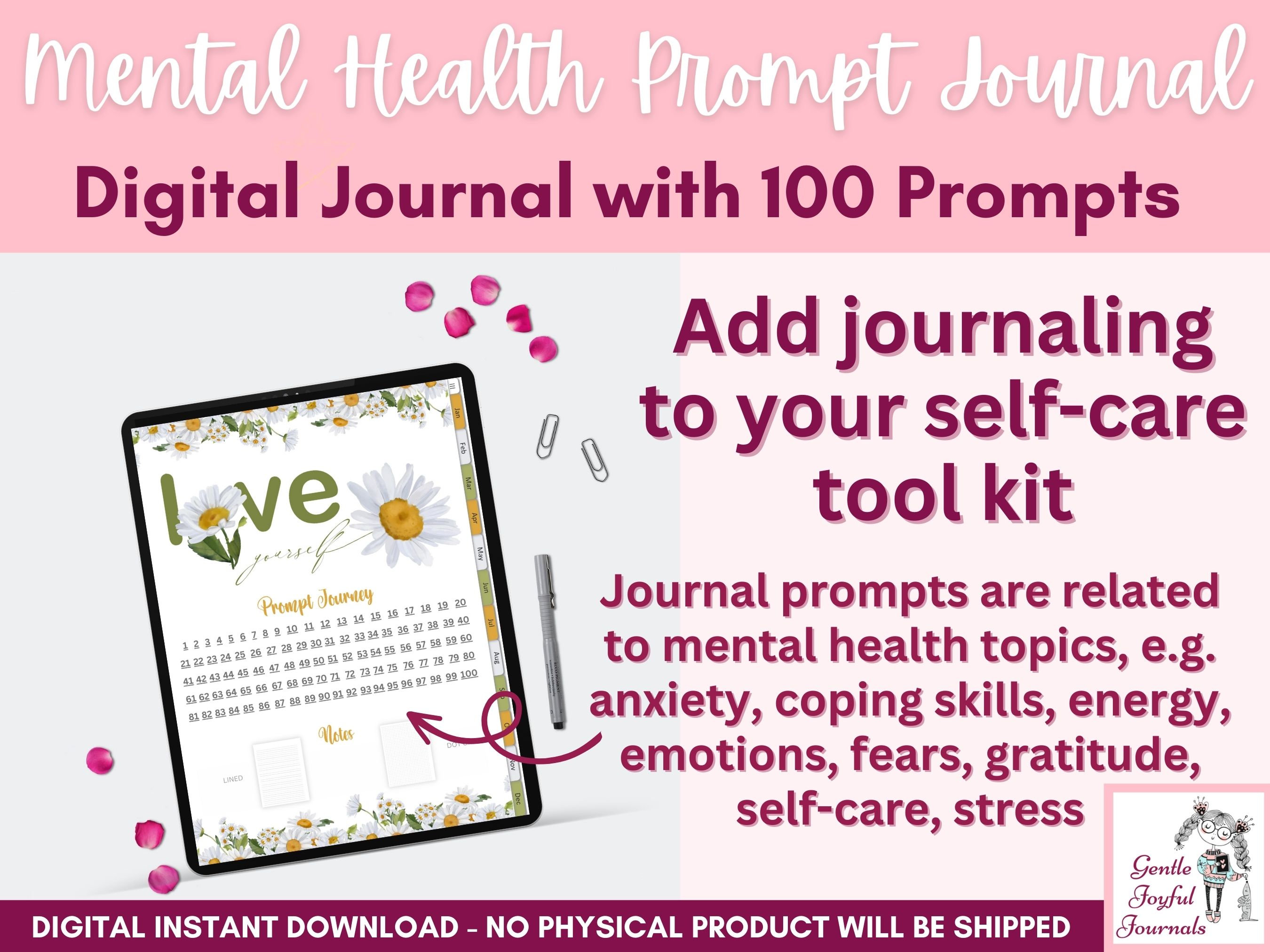 Mental Health Digital Journal 100 Journal Prompts Related to Mental ...