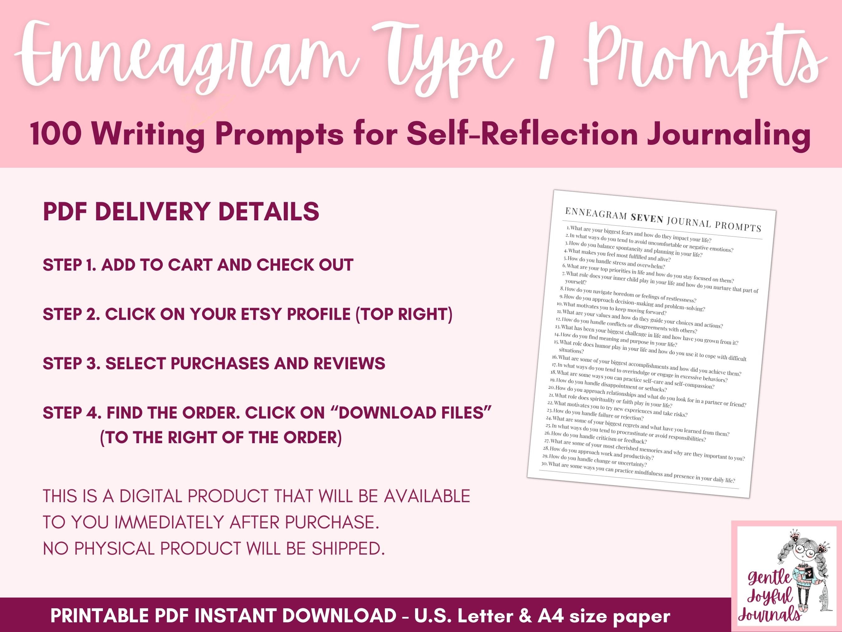 Enneagram Type 7 Journal Prompts Printable List of 100 Prompts Designed ...