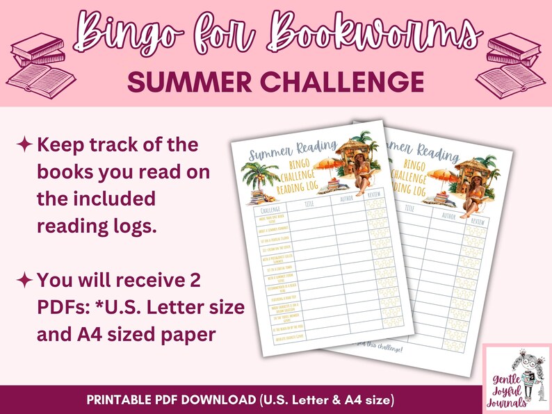 Summer Reading Bingo Challenge & Reading Log for Book Lovers TBR ...