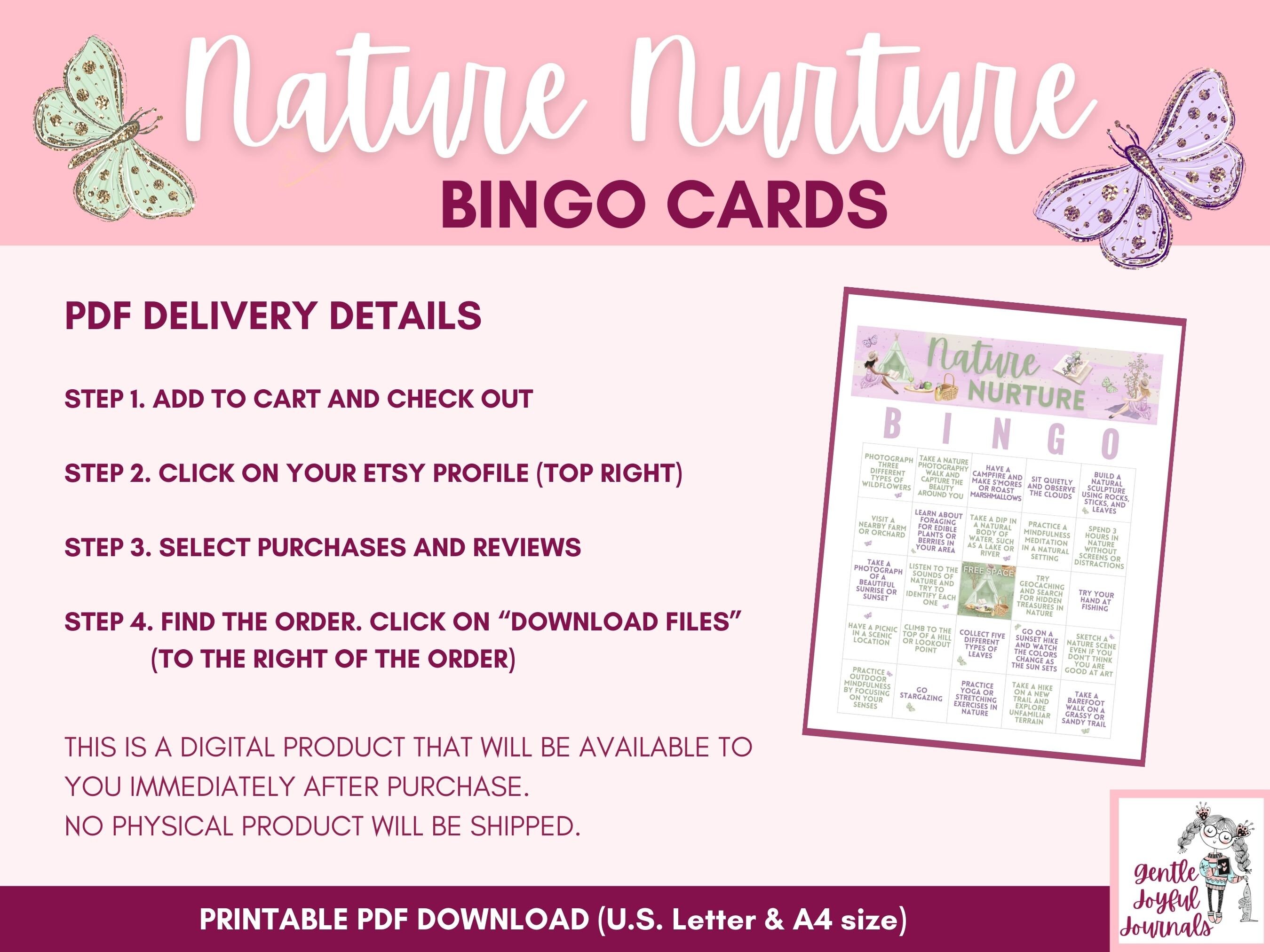 Nature Challenge Bingo Printable 60 Unique Bingo Cards LARGE GROUPS ...
