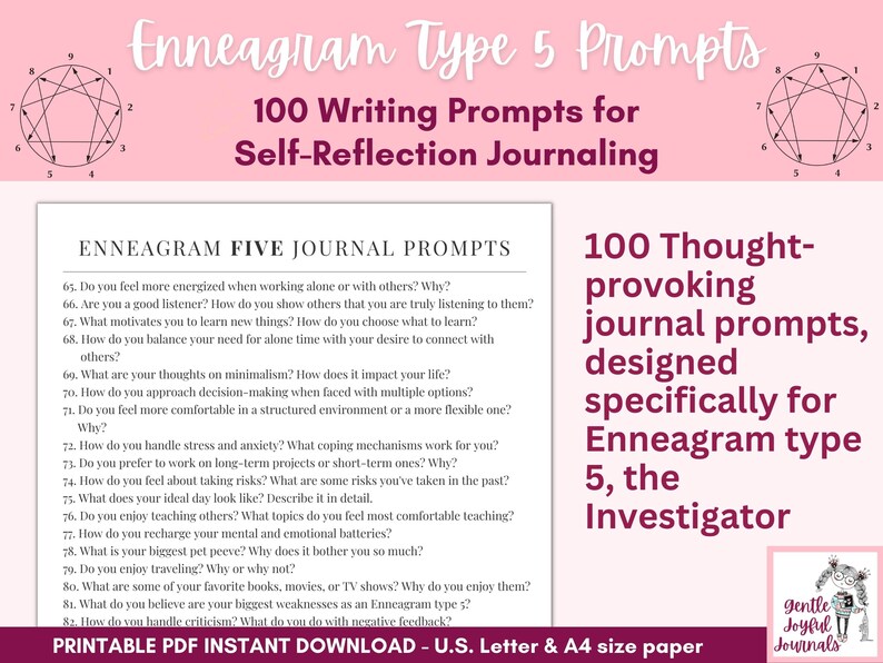 Enneagram Type 5 Journal Prompts Printable List of 100 Prompts Designed ...