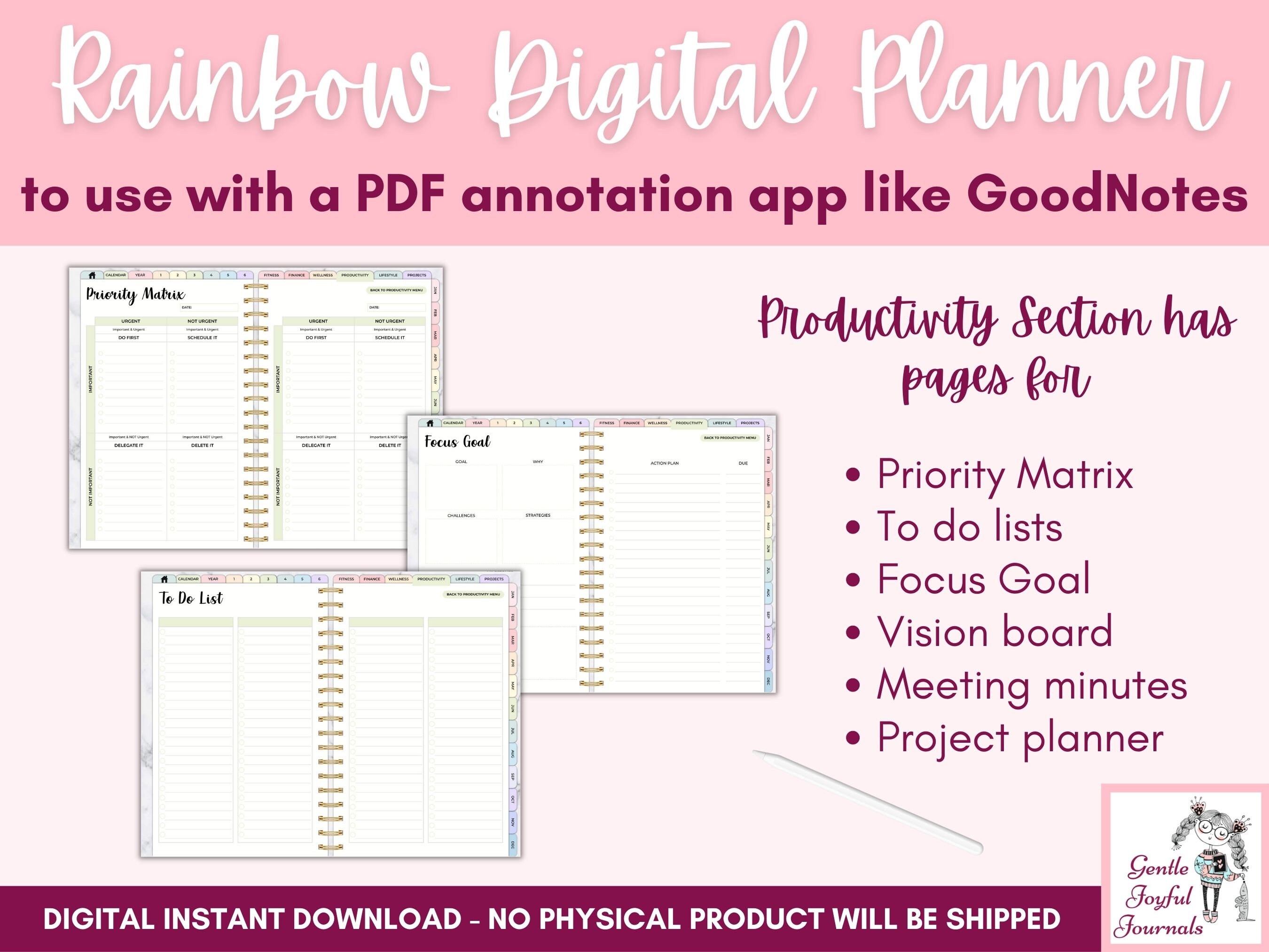 2023 Pastel Rainbow Digital Planner Projects Goals Fitness - Etsy