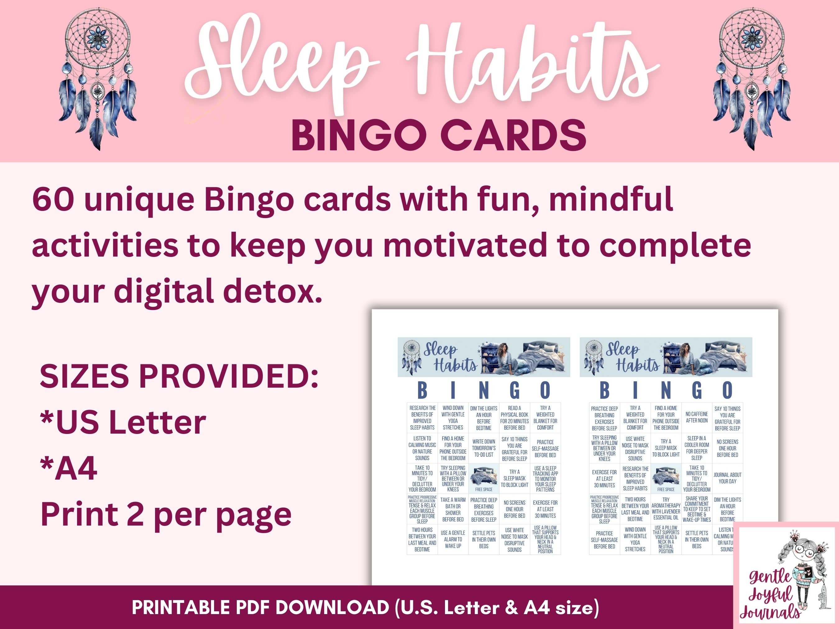 Sleep Habits Bingo Printable 60 Unique Bingo Cards Sweet Dreams LARGE ...