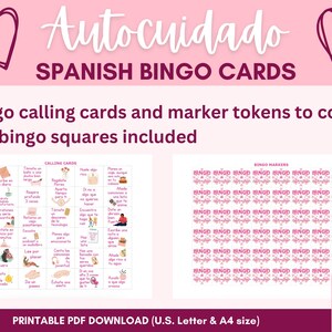 Spanish Self-care Bingo Printable En Espanol 60 Unique Bingo Cards ...