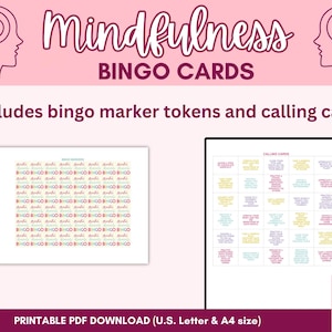 Mindful Moments Mindfulness Bingo Printable 60 Unique Bingo Cards LARGE ...