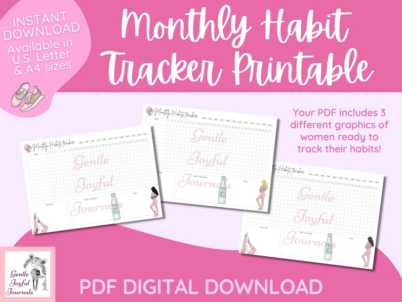 Monthly Habit Tracker Printable Landscape Habit Tracker Template ...