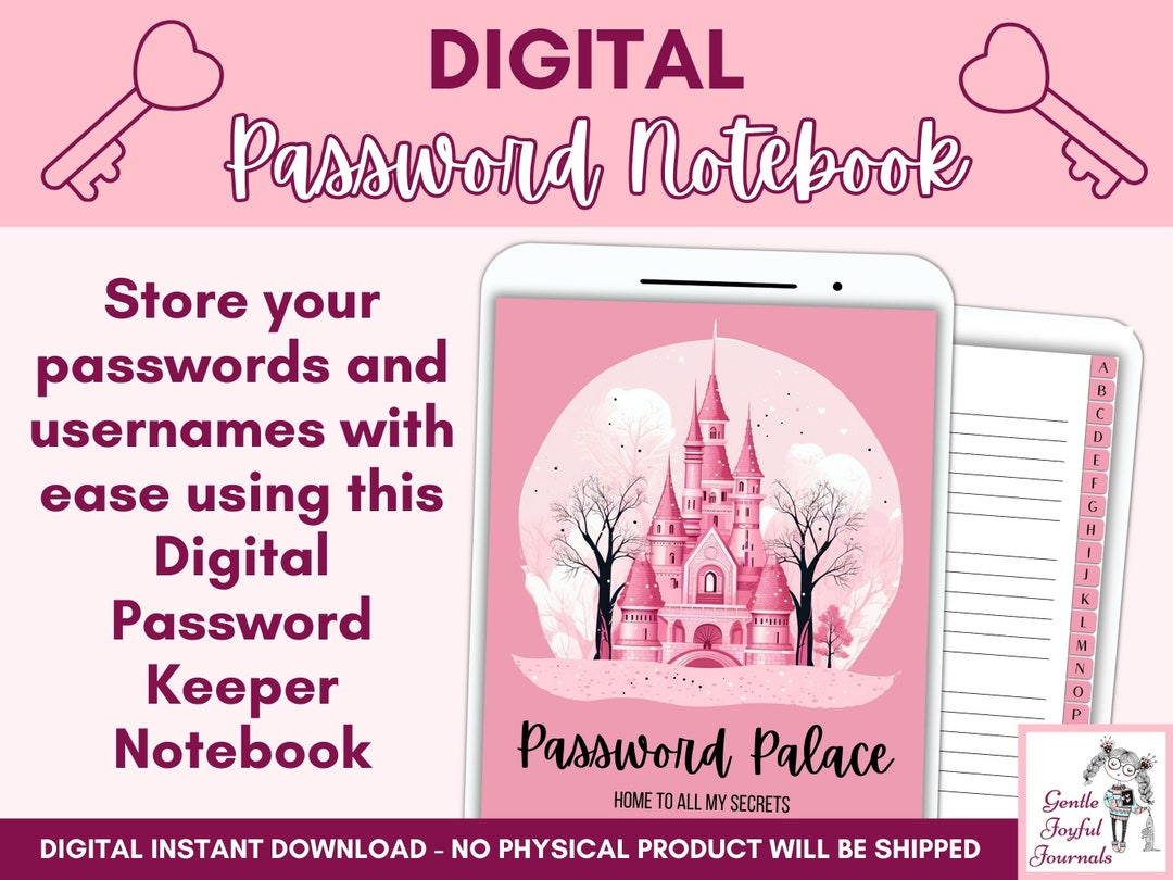Digital Password Keeper Notebook Hyperlinked Pink Notepad Organize Your ...