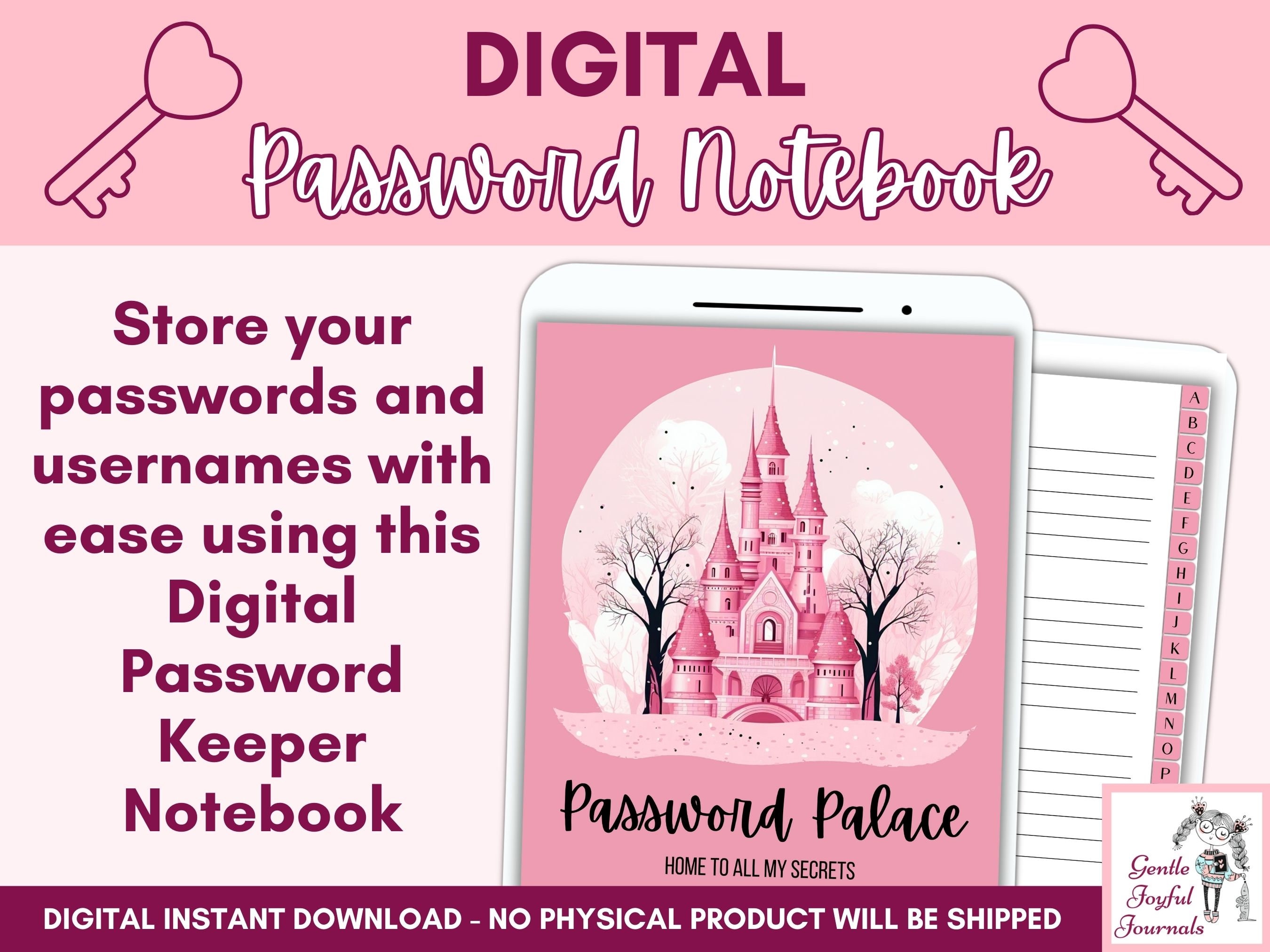 Digital Password Keeper Notebook Hyperlinked Pink Notepad Organize Your ...