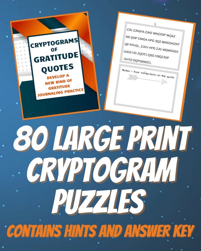 Cryptogram Puzzles With Inspiring Gratitude Quotes 80 Large Print ...