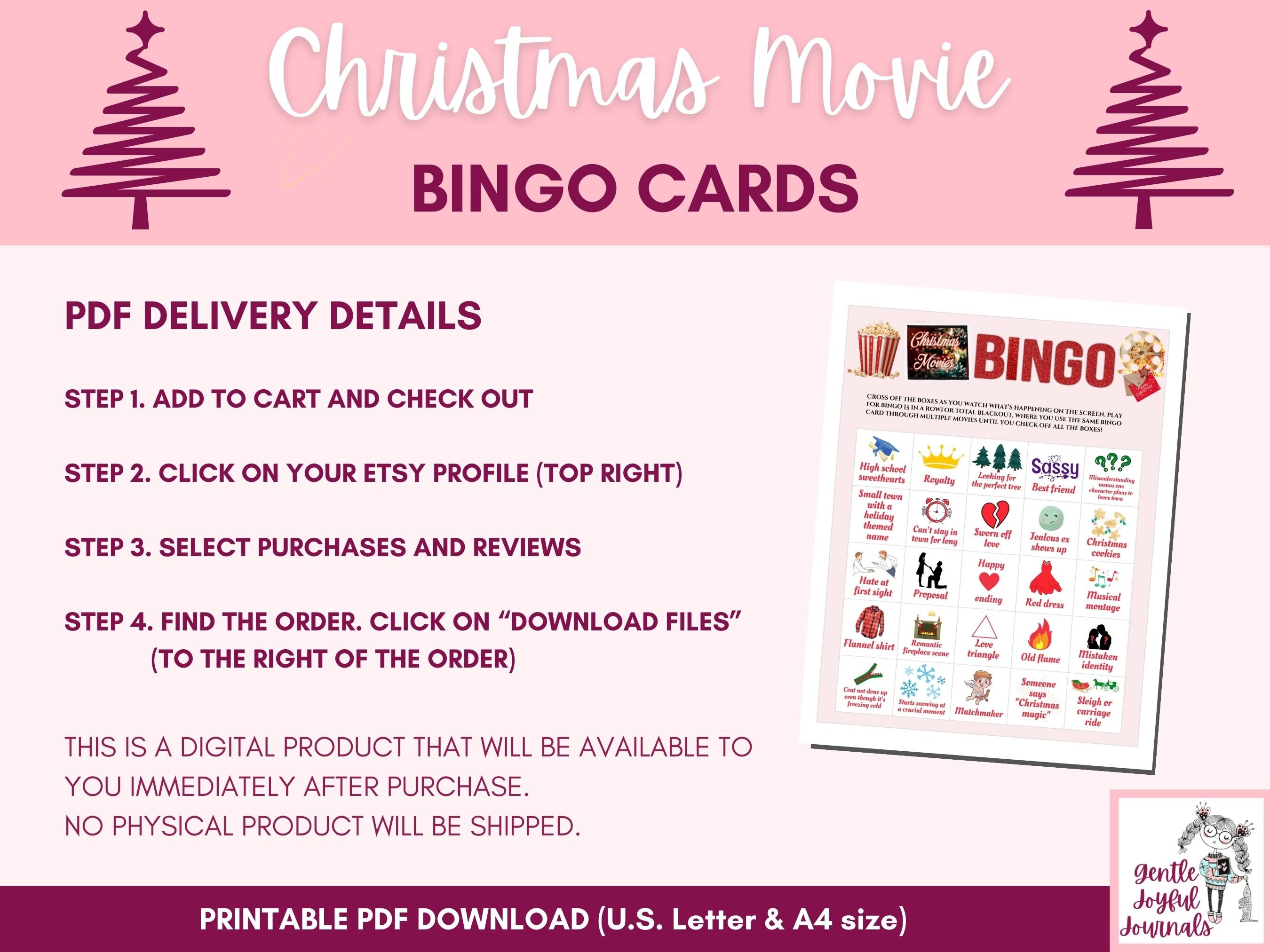 Christmas Movie Bingo Printable 60 Unique Bingo Cards Cheesy Xmas Films ...