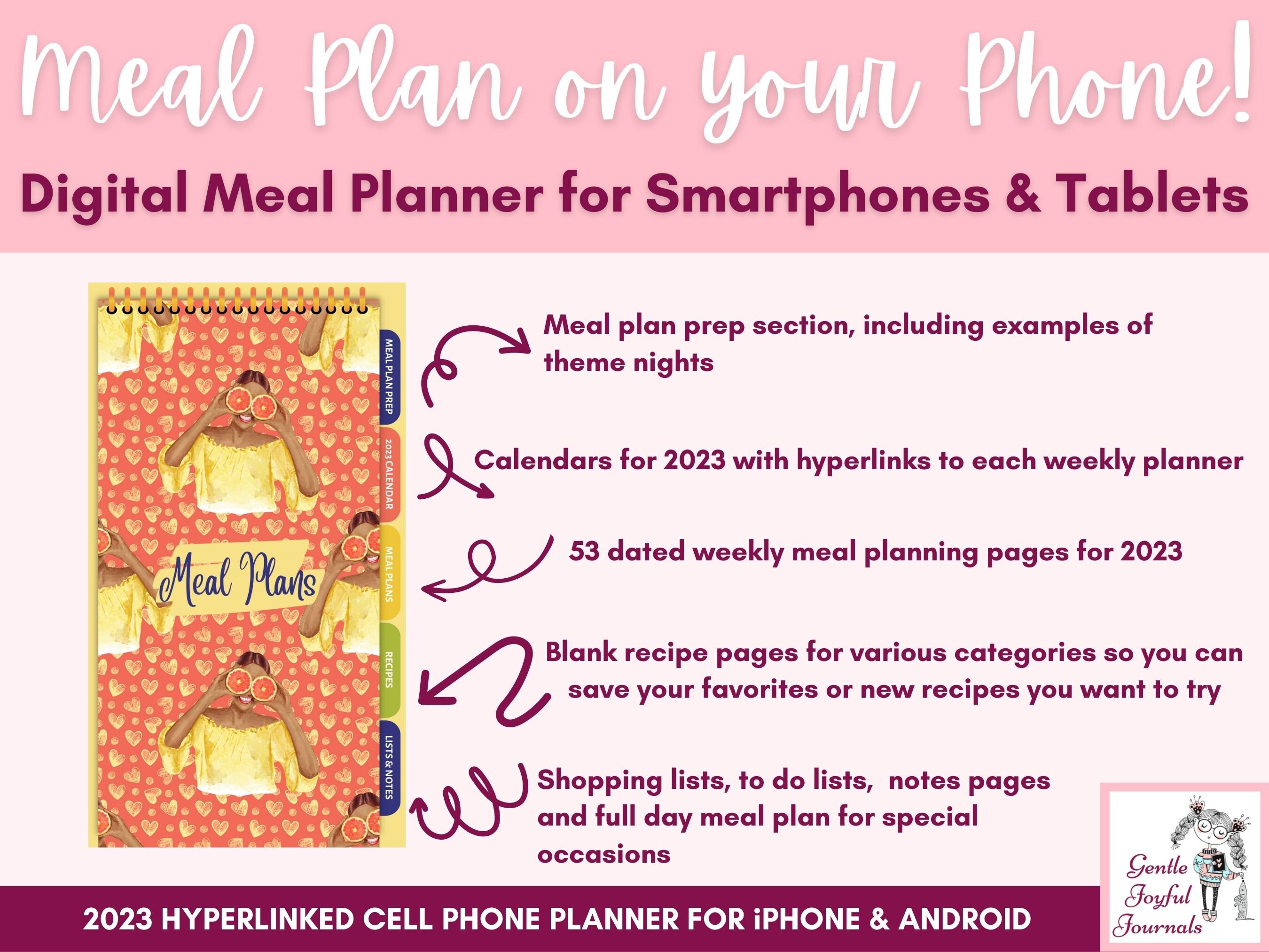 Meal Planner for iPhone Android Digital Phone Planner Digital - Etsy