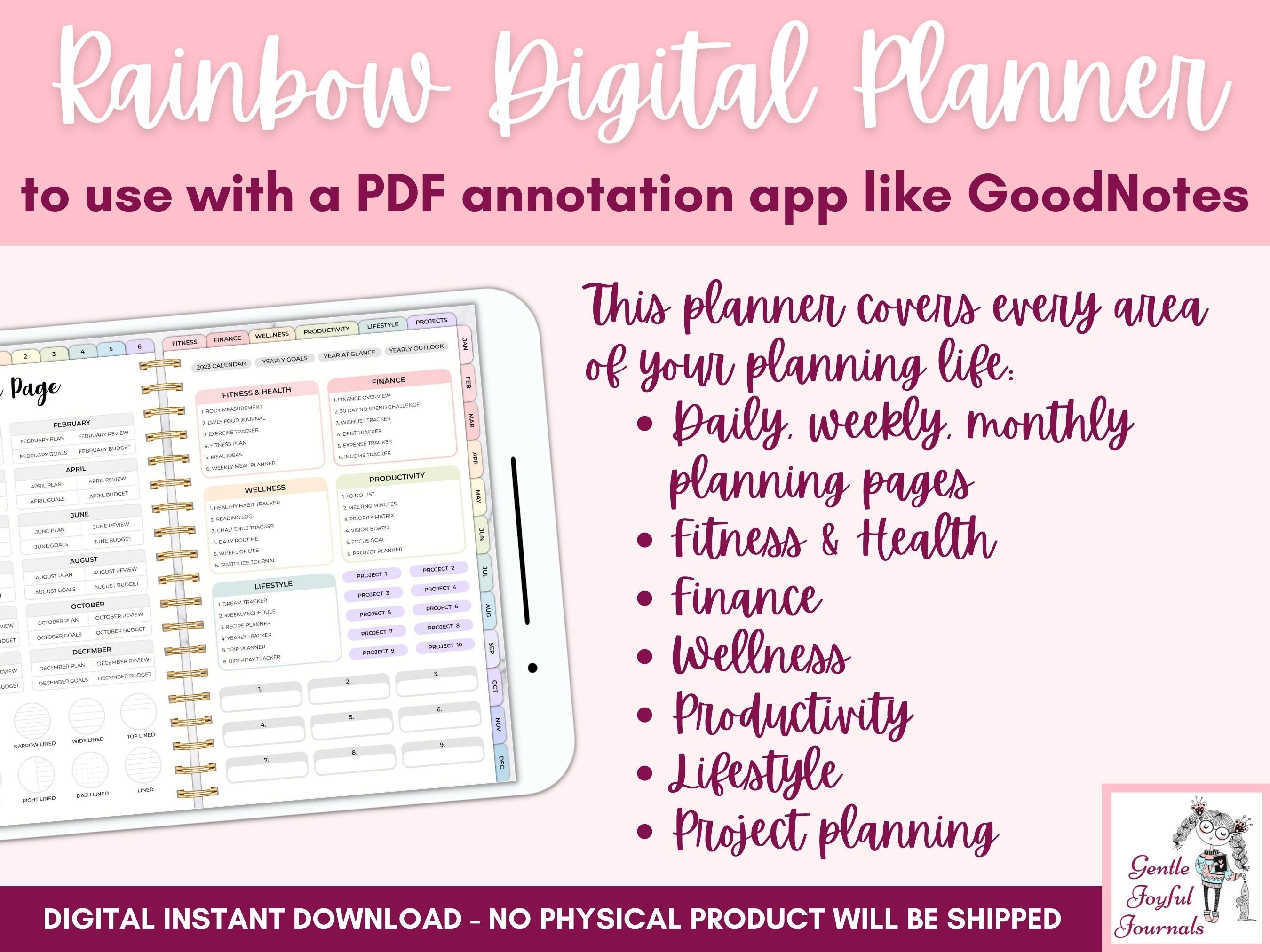 2023 Pastel Rainbow Digital Planner Projects Goals Fitness - Etsy