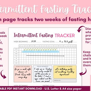 Intermittent Fasting Tracker Printable Fasting Log Planner Insert A4 ...