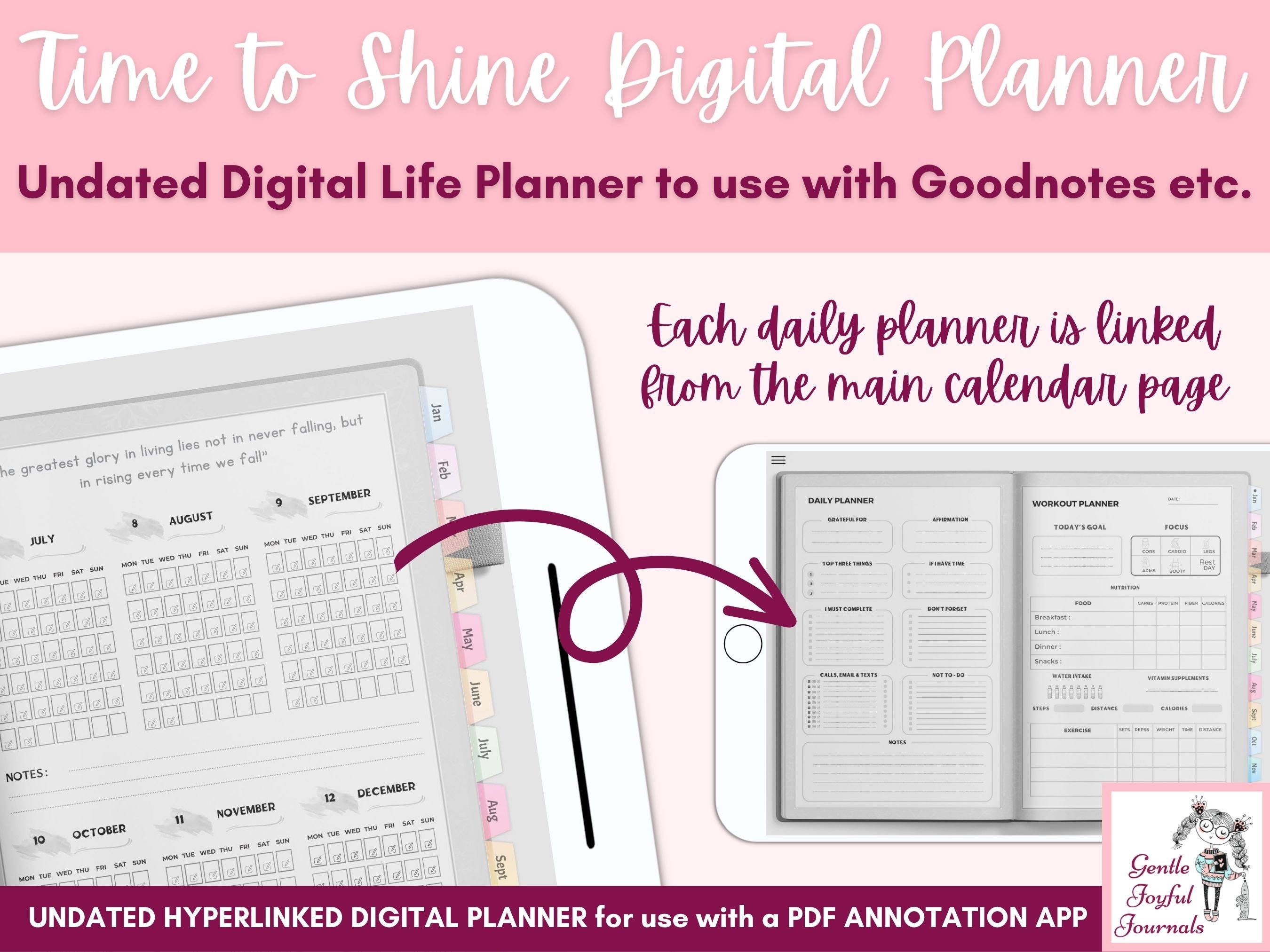 Undated Digital Planner for Goodnotes Your Time to Shine Planner for ...