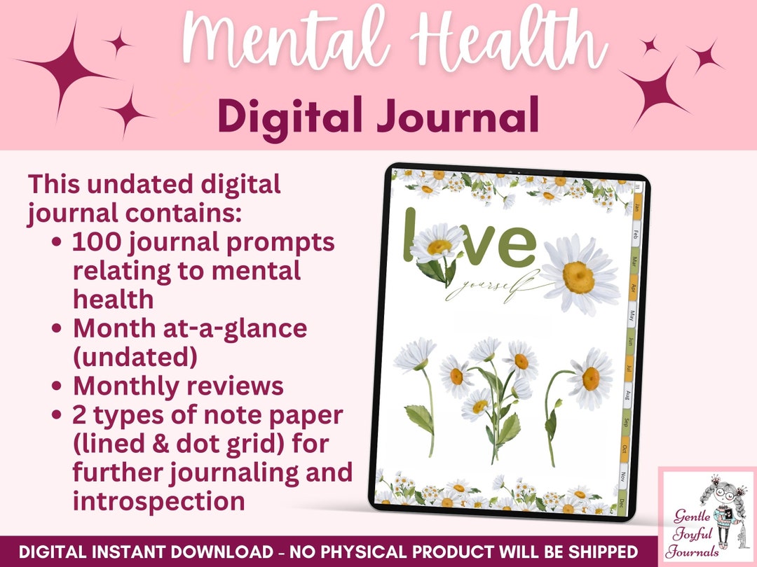 Mental Health Digital Journal 100 Journal Prompts Related to Mental ...