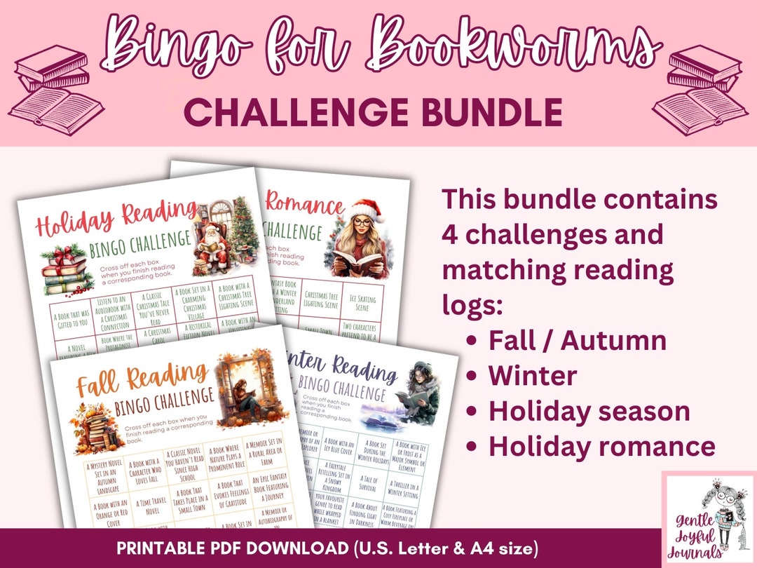 Book Bingo Bundle Fall Winter Holidays Bingo Challenge & Reading Logs ...