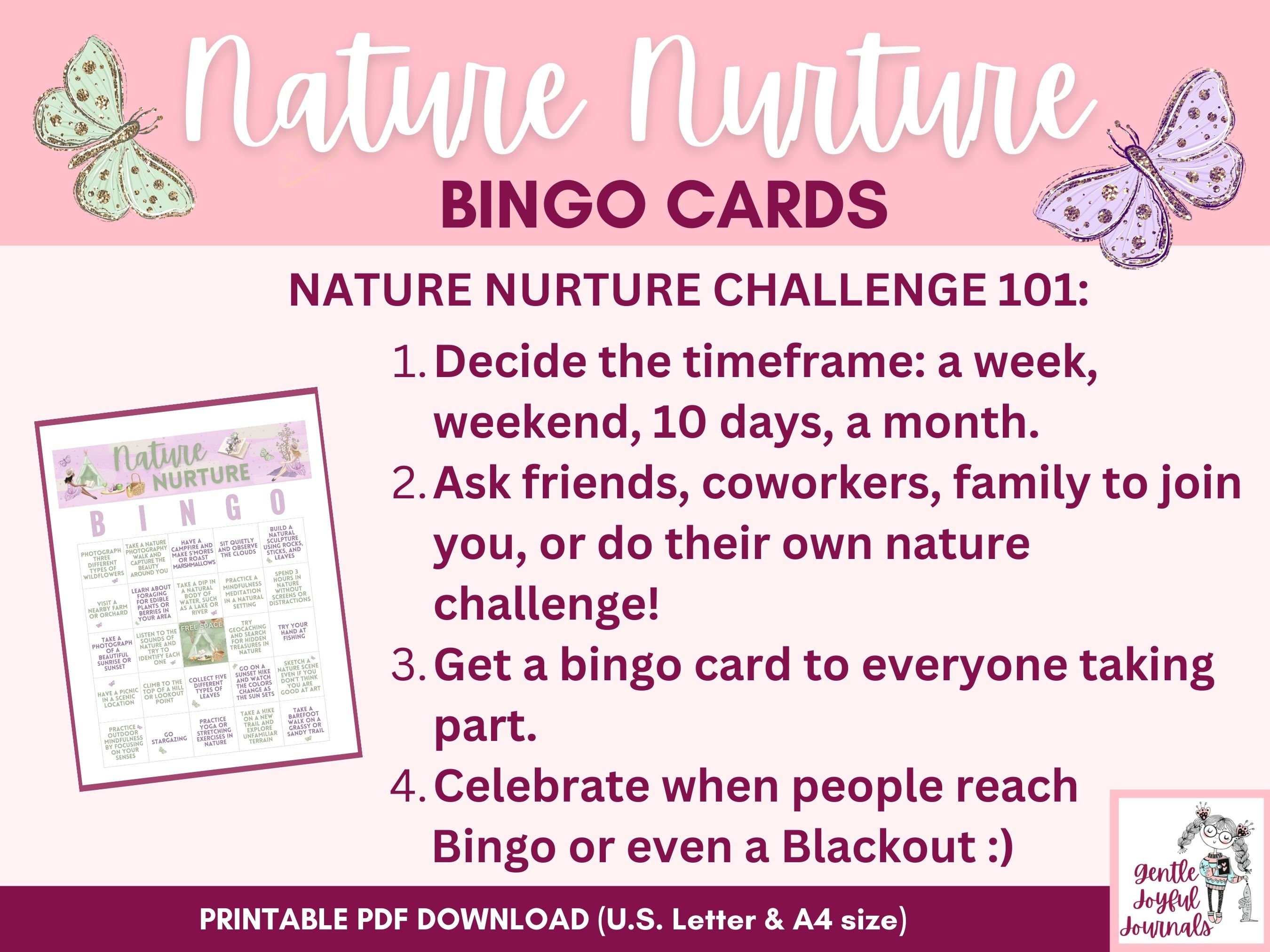 Nature Challenge Bingo Printable 60 Unique Bingo Cards LARGE GROUPS ...