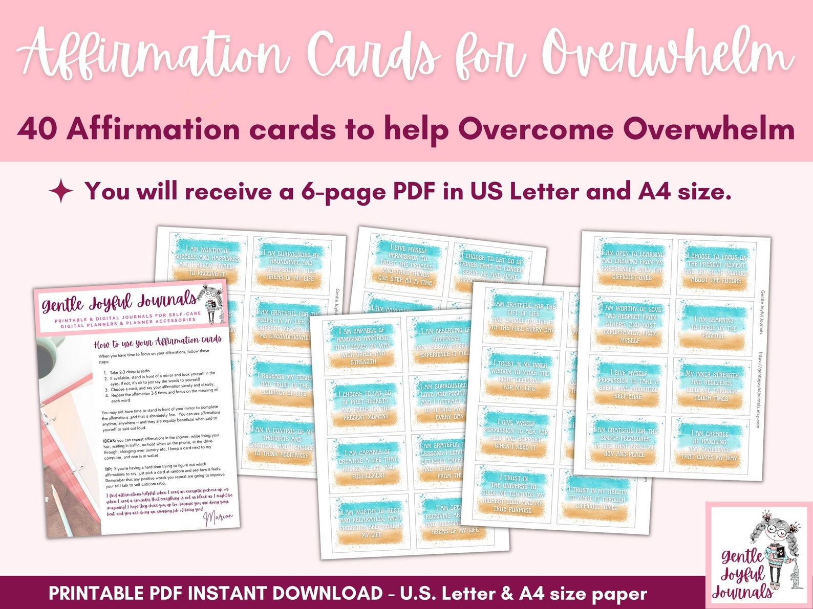 Affirmation Cards for Overcoming Overwhelm in Stressful - Etsy