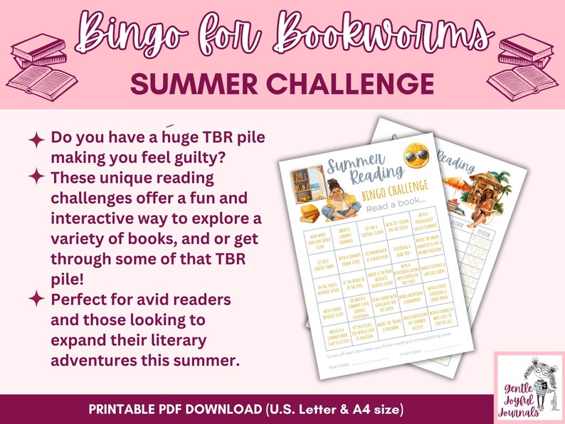 Summer Reading Bingo Challenge & Reading Log for Book Lovers TBR ...