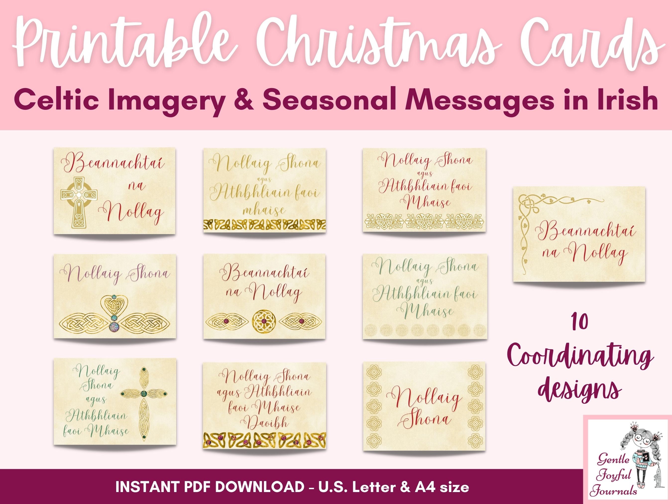 Irish Christmas Cards Printable Celtic Imagery and Xmas Greetings in ...