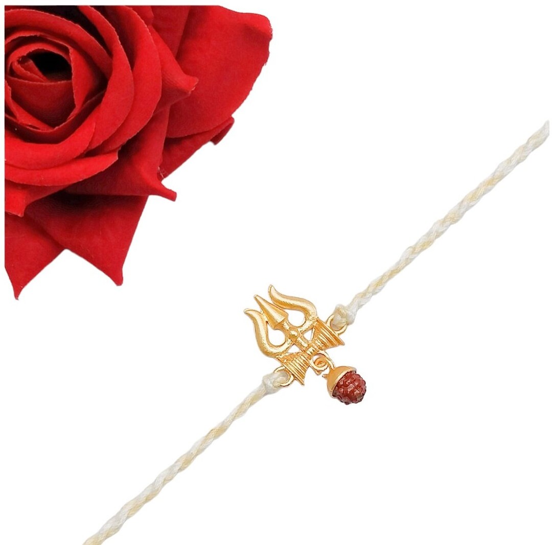 Trishul With Damru Rakhi for Rakshabandhan Gift for Brother Gold Plated ...