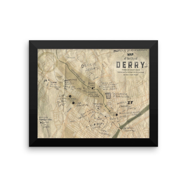 Framed Derry Map: 8 Inches X 10 Inches - Etsy