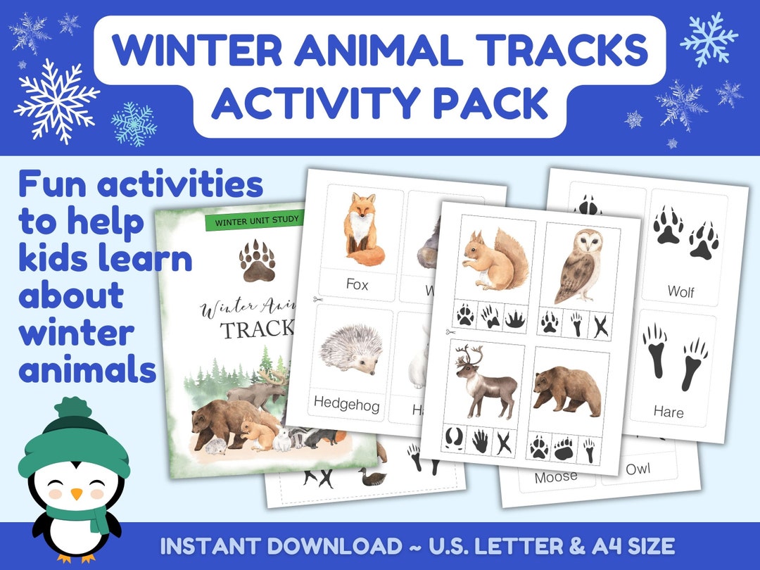 Winter Animal Tracks Activity for Kids Homeschool Unit Study 3 Part ...