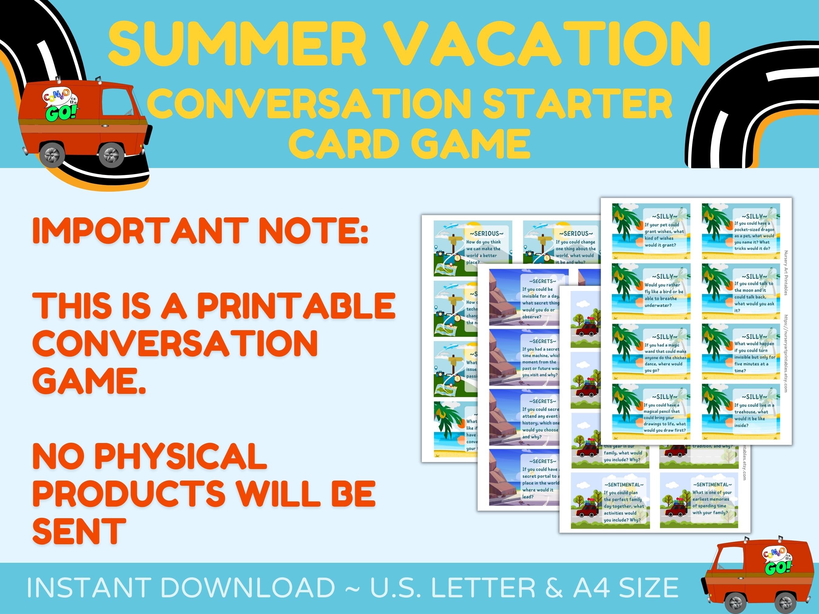 Road Trip Conversation Starter Question Cards for Kids and Families ...
