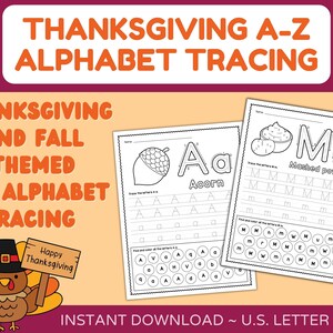 Thanksgiving Alphabet Handwriting Practice Sheets Manuscript Printing ...
